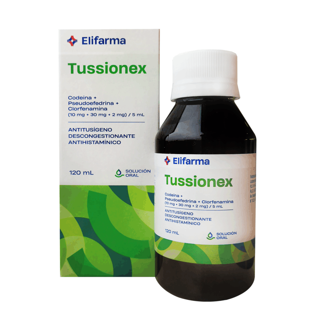 Tussionex (10mg + 30mg + 2mg)/5mL Solución Oral | Elifarma